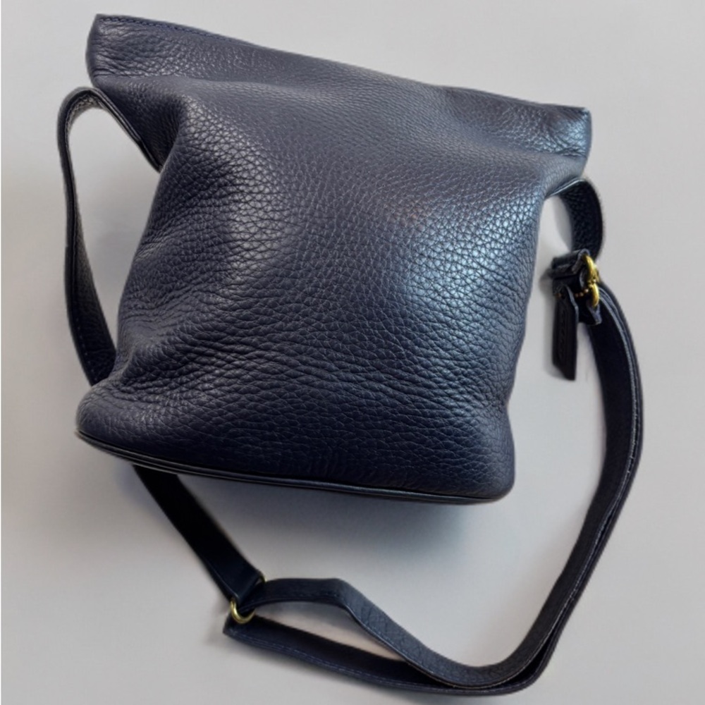 Coach Vtg Pebbled Blue Leather Bucket Bag - Gem